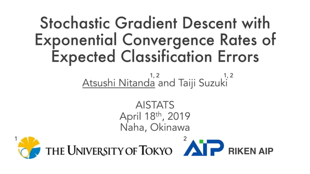 Stochastic Gradient Descent With Exponential Convergence Rates Of Expected Classification Errors