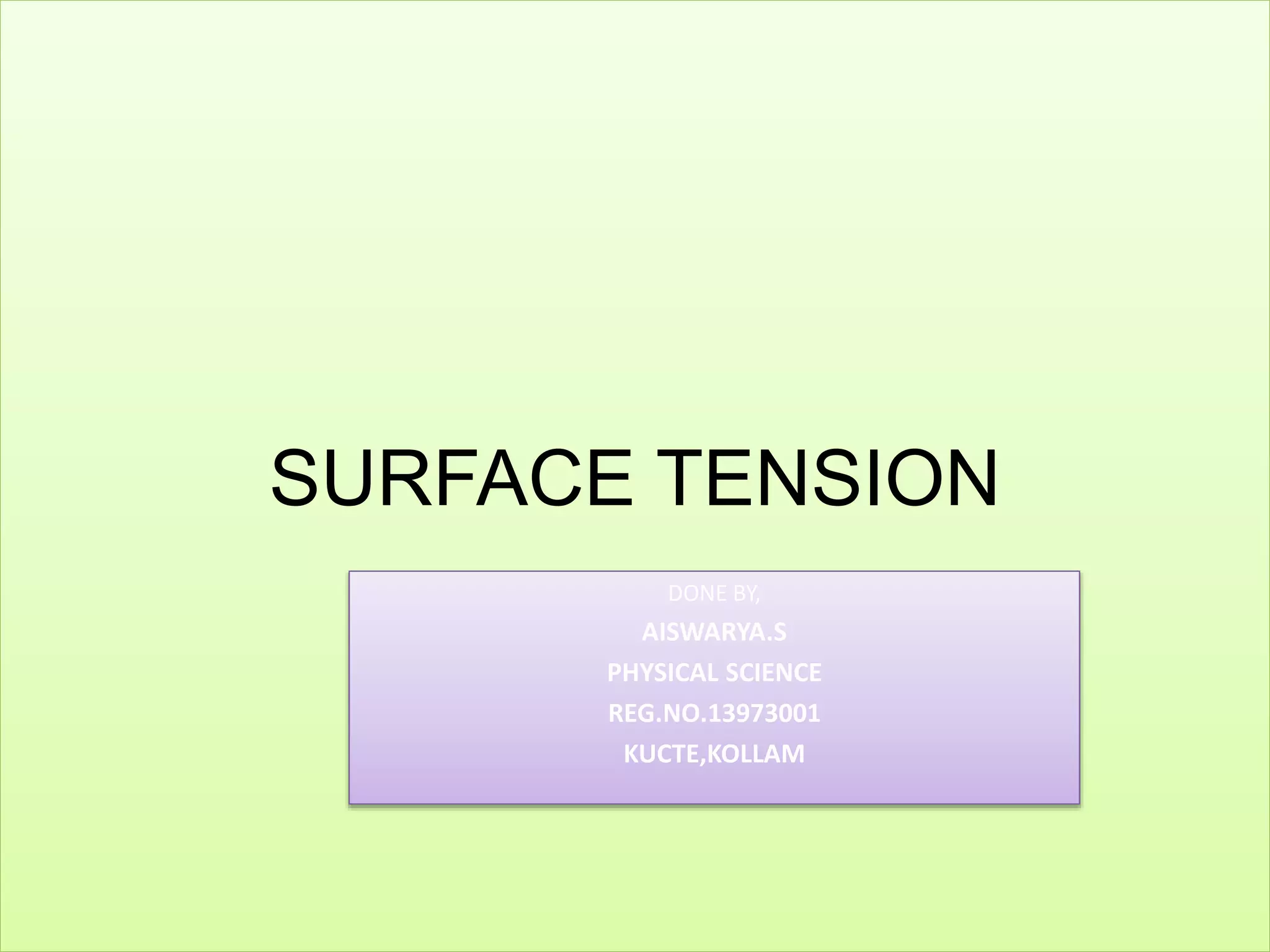 surface tension power point | PPTX