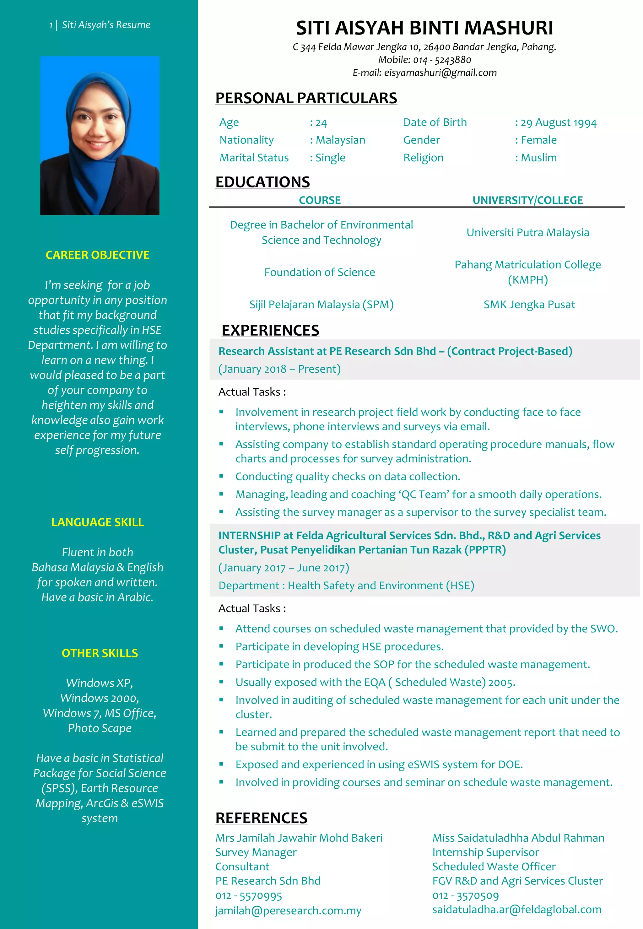 Environment Officer/ HSE Officer/ Research Assistant | PDF