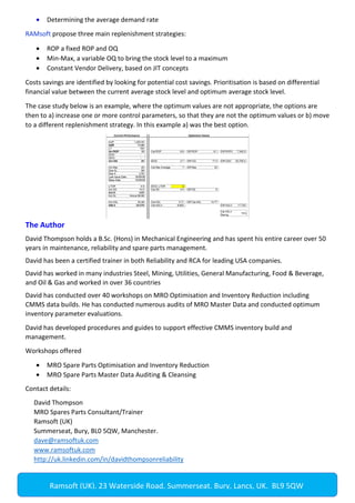 MRO Spare Parts Improvement Programme Conforms to ISO55000 | PDF