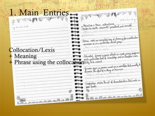 Lexical Notebooks and Collocations | PPT