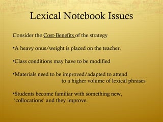 Lexical Notebooks and Collocations | PPT