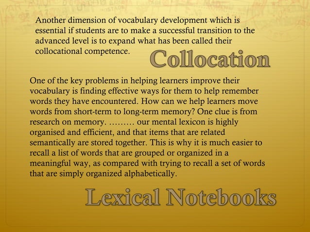Lexical Notebooks and Collocations | PPT