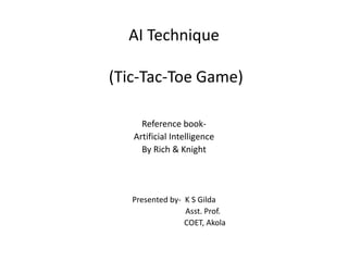 tic-tac-toe: Game playing | PPTX