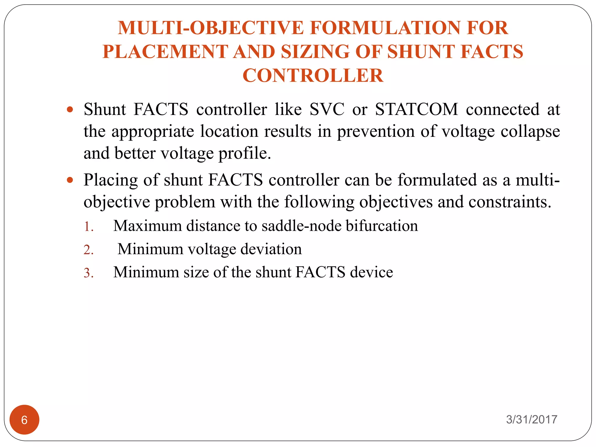 Optimal Placement of FACTS Controller | PPTX