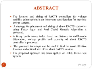Optimal Placement of FACTS Controller | PPTX