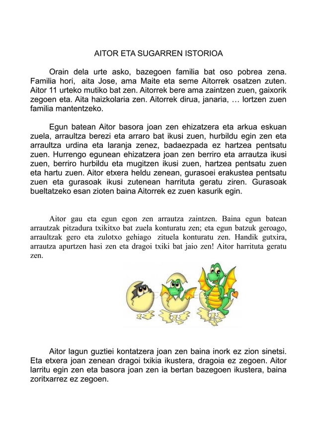 Aitor eta sugarren istorioa (6.maila) | PDF