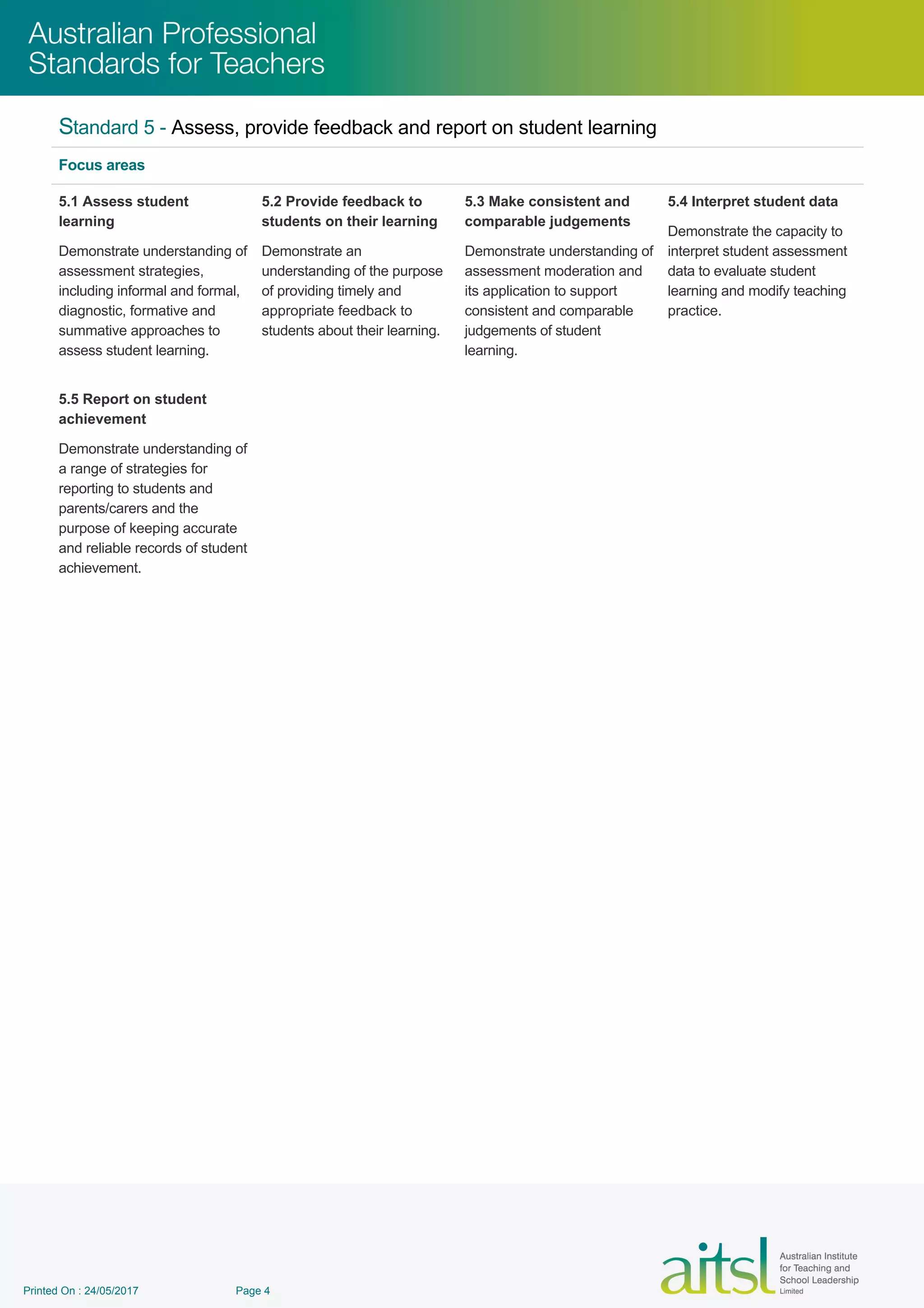 Aitsl professional standards (graduate level) | PDF