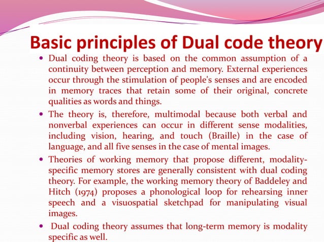 Aittpavio's dual coding theory | PPT