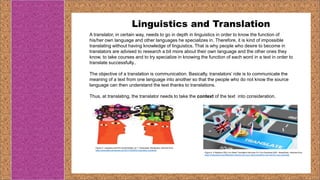 Linguistic Fundamentals in Translation and Translation Studies | PPTX