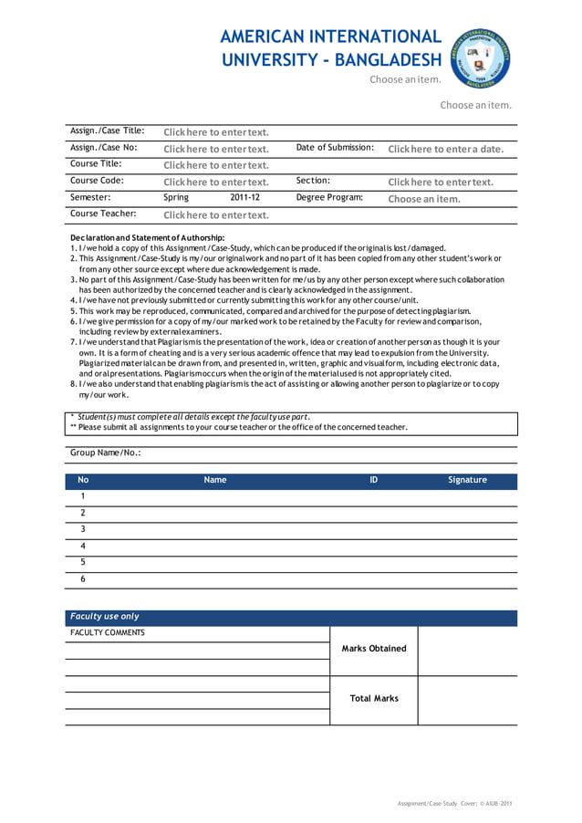 Assignment Cover Sheet | DOCX