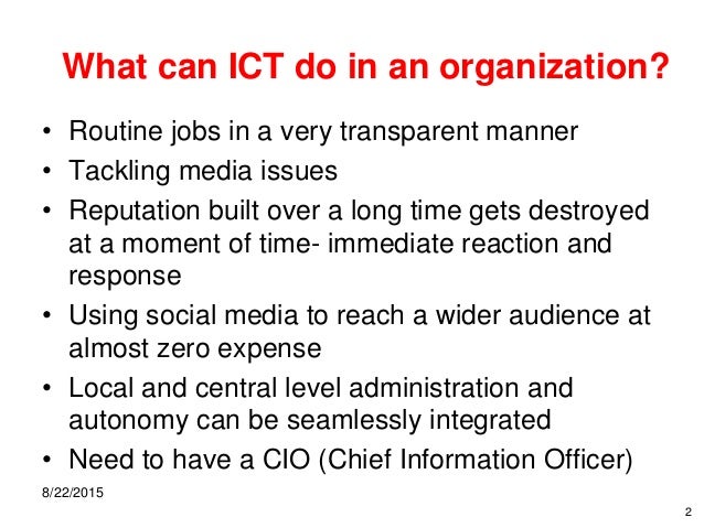Leveraging ICT for administrative efficiency- Need for a CIO