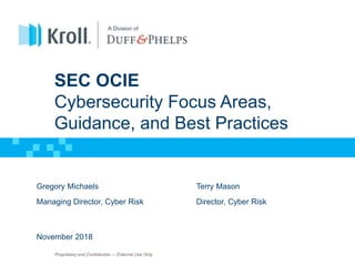 SEC OCIE - Cybersecurity Focus Areas, Guidance, and Best Practices | PPT