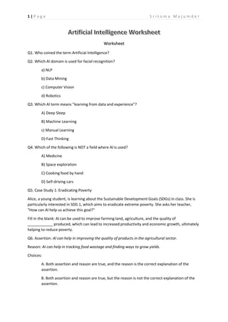 CBSE Grade 8 Computer Science Skill Module Artificial Intelligence ...