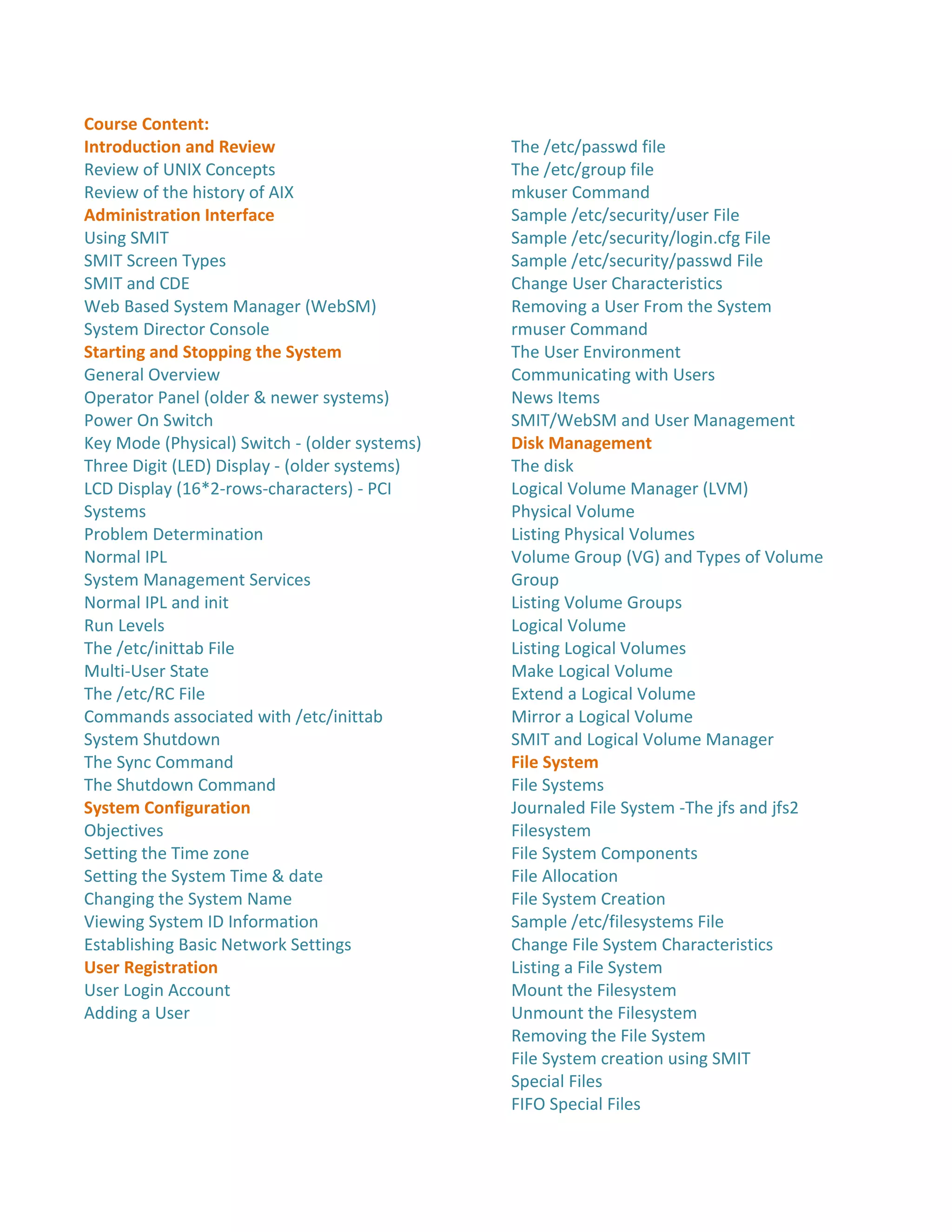 Aix administration | DOCX