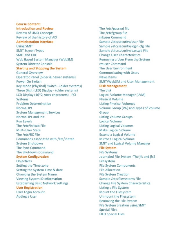 Aix administration | DOCX