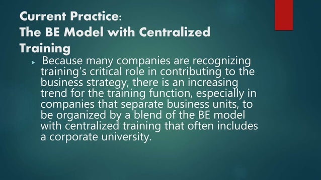 The BE Model with Centralized Training | PPTX | Business Administration ...