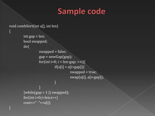 Aizaz comb sort | PPTX