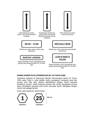 Rambu lalu lintas dan penjelasannya | PDF