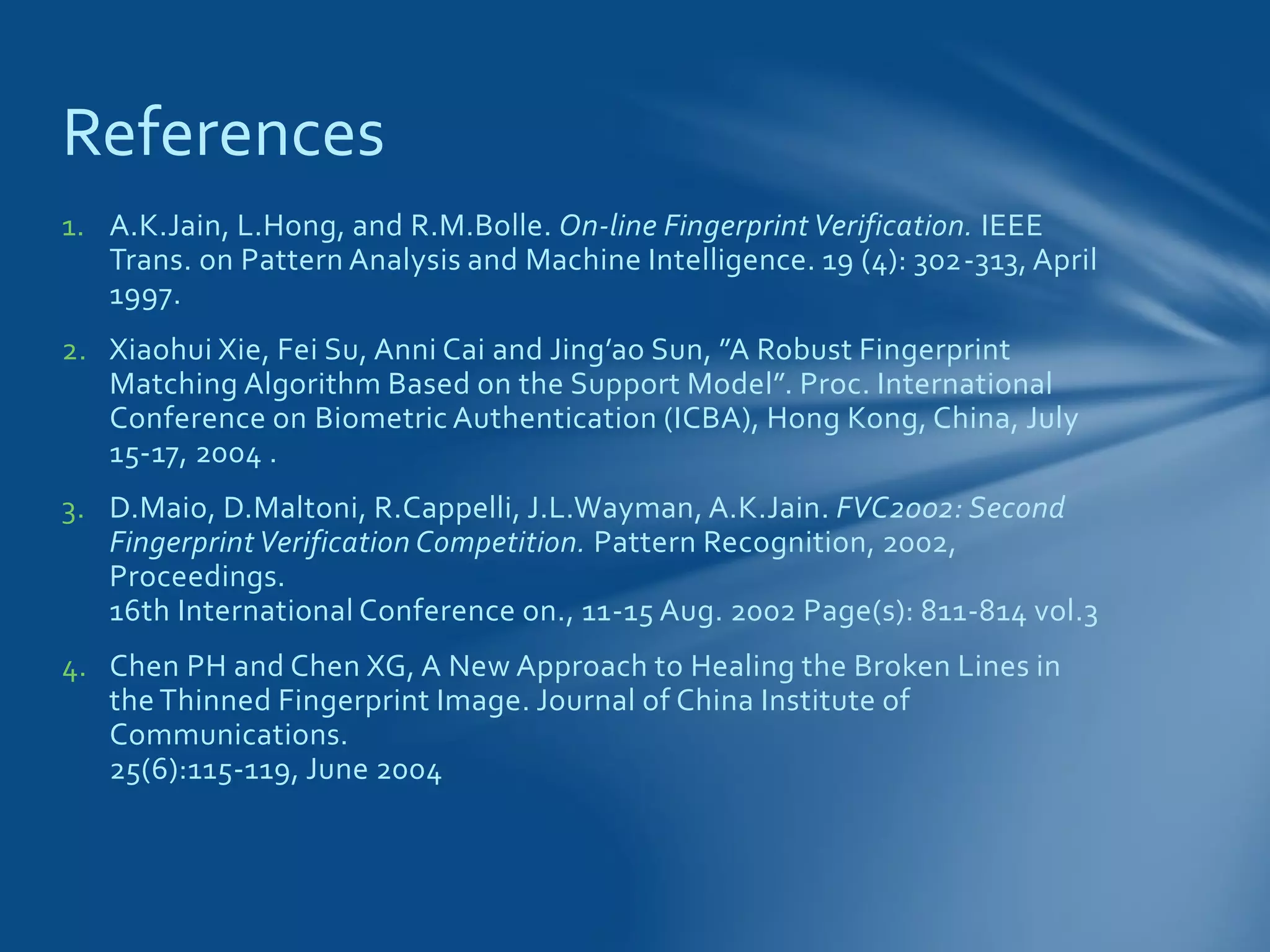 Fingerprint Matching Using Ridge Count Ppt