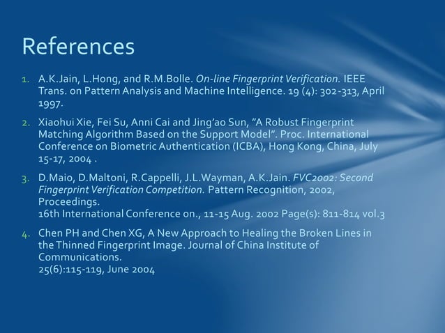 Fingerprint matching using ridge count | PPT