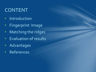 Fingerprint matching using ridge count | PPT