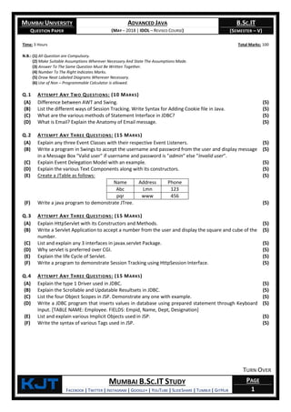 Advanced Java (May – 2018) [IDOL: Revised Course | Question Paper] | PDF