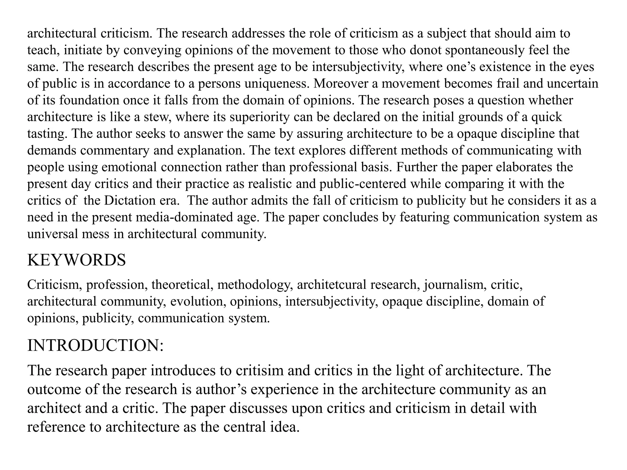 Architectural Journalism, Research Writing, and Paper Review in ...