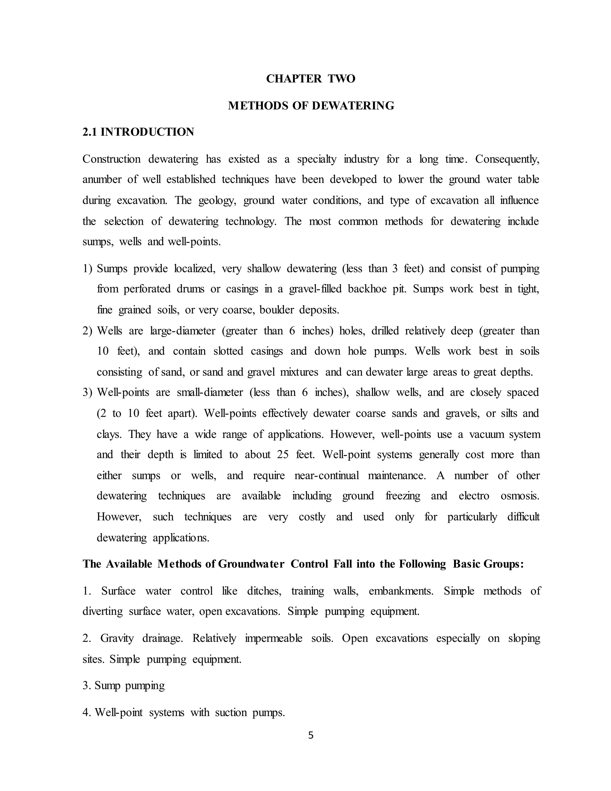 Methods of Dewatering | PDF