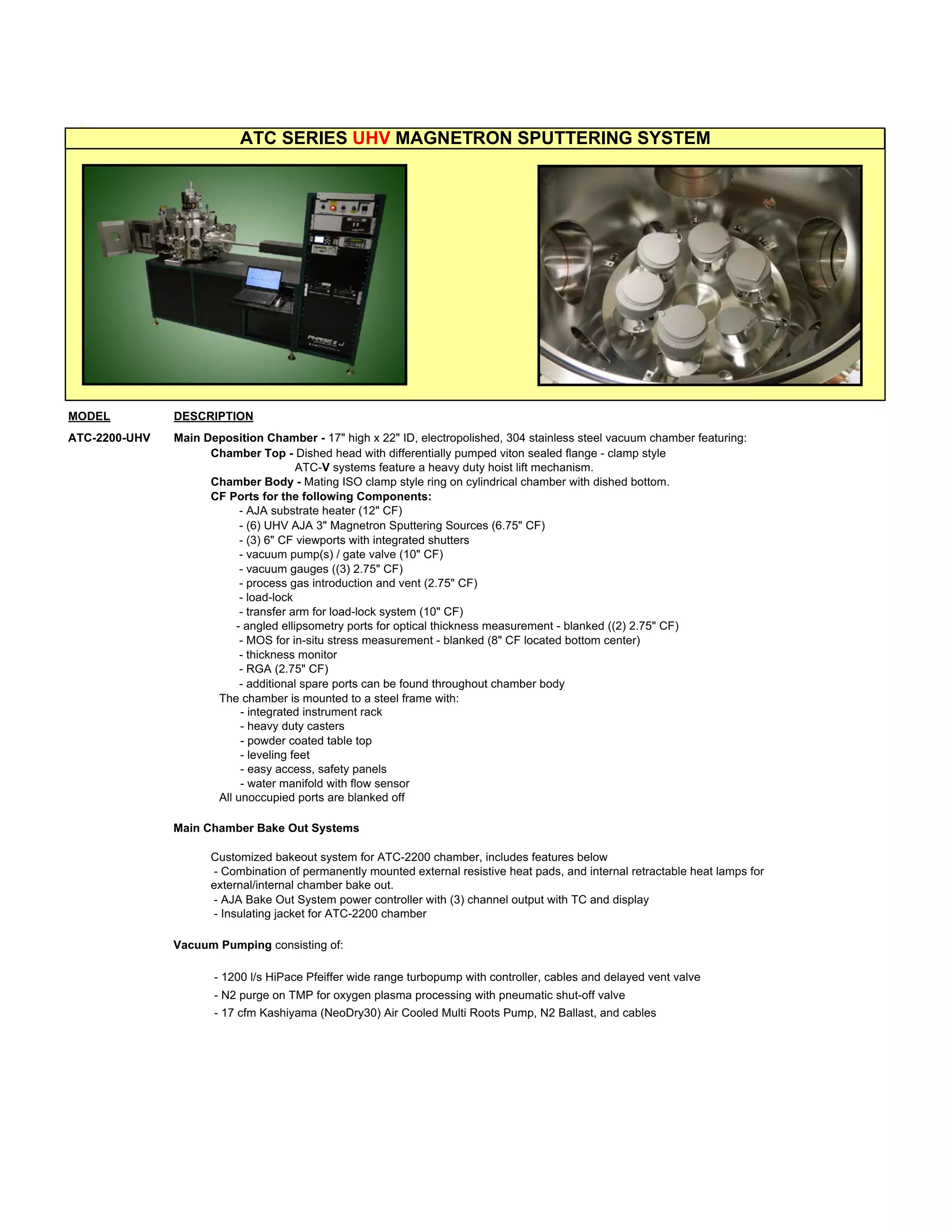 AJA ATC-2200-UHV deposition system sputtering system system in San Jose ...