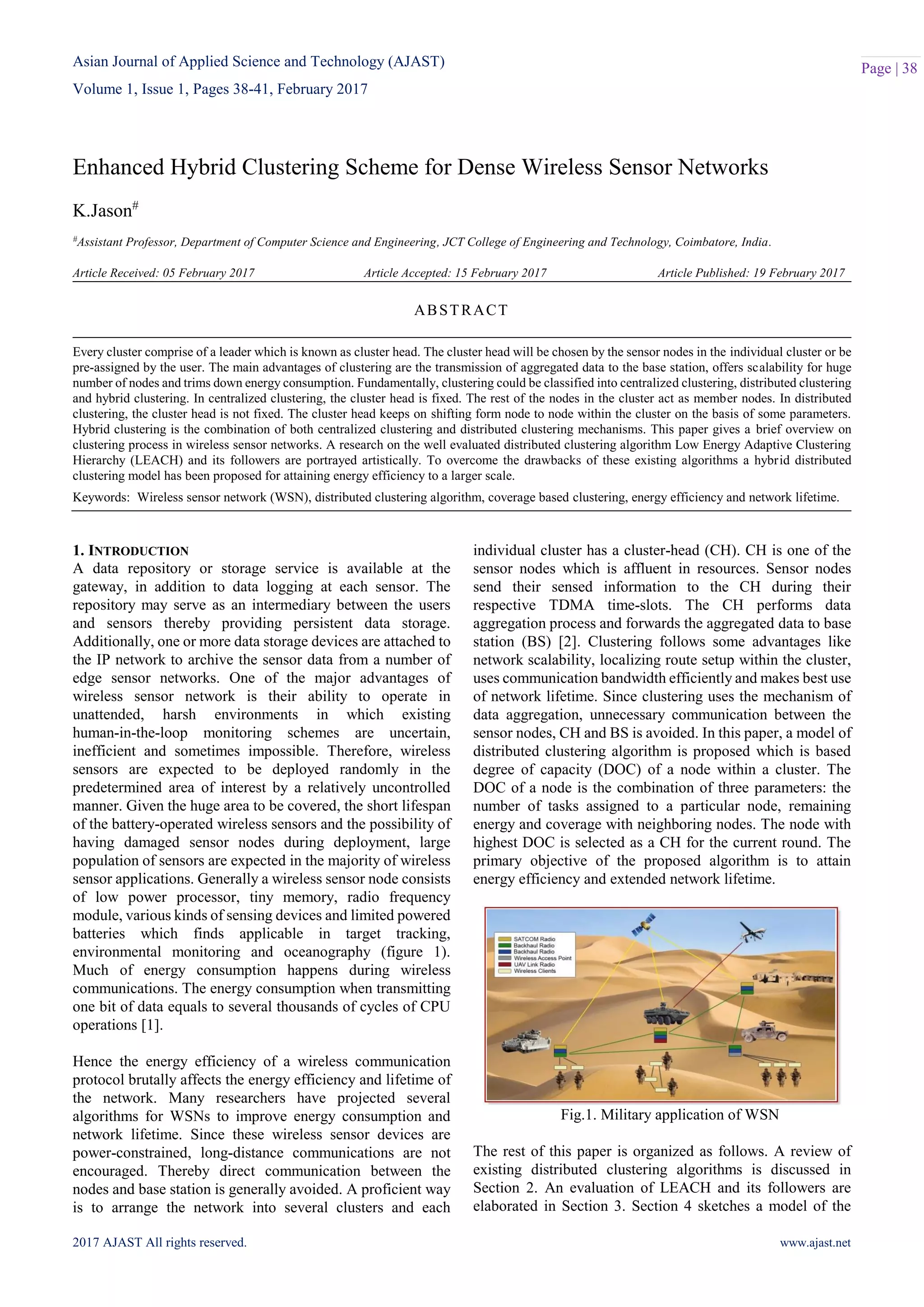 Enhanced Hybrid Clustering Scheme for Dense Wireless Sensor Networks | PDF | Internet of Things ...