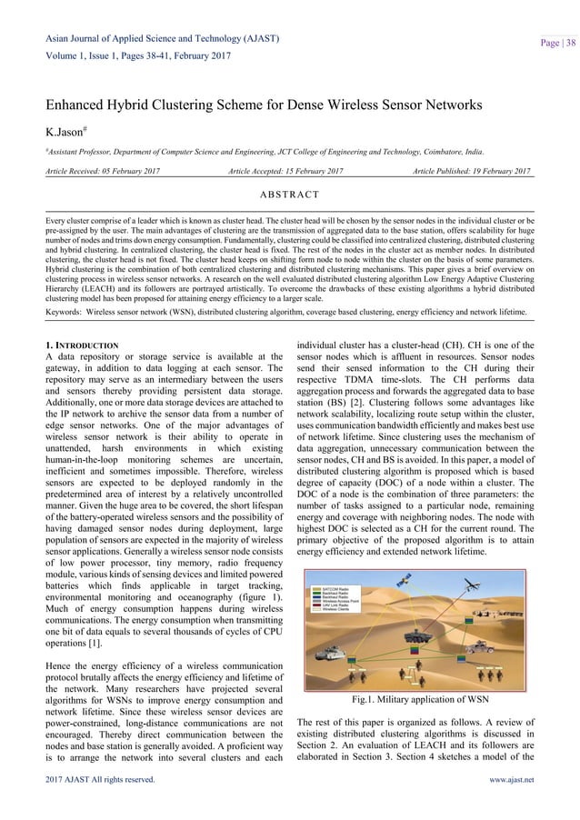 Enhanced Hybrid Clustering Scheme for Dense Wireless Sensor Networks | PDF | Internet of Things ...