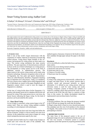 Smart Voting System using Aadhar Card | PDF | Elections | Politics