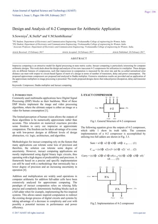 Design and Analysis of 4-2 Compressor for Arithmetic Application | PDF