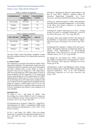 Design and Analysis of 4-2 Compressor for Arithmetic Application | PDF