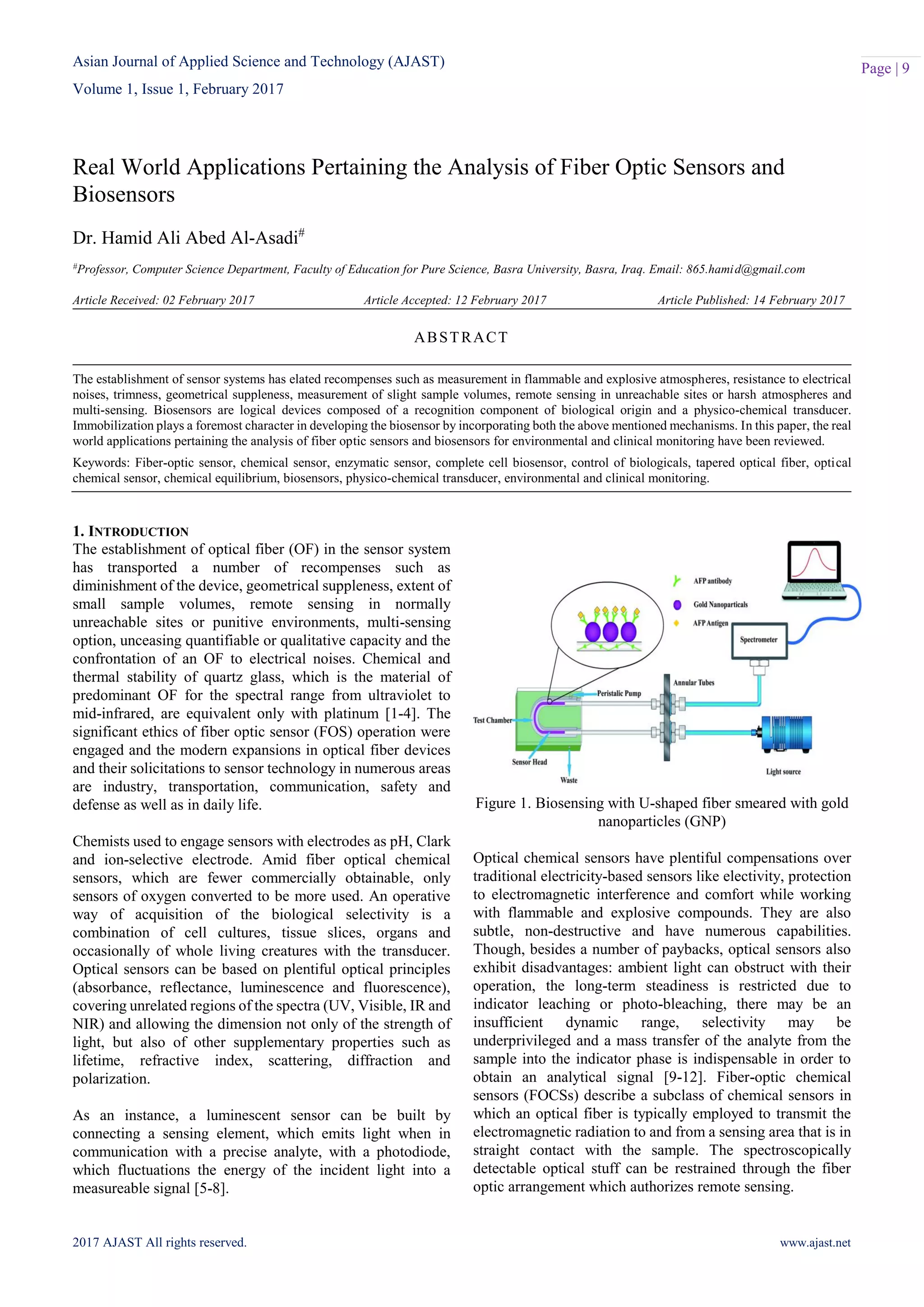 Real World Applications Pertaining the Analysis of Fiber Optic Sensors and Biosensors | PDF