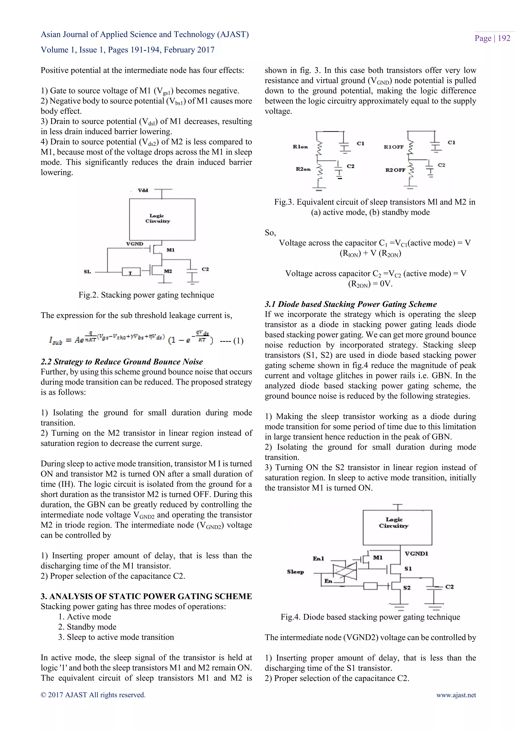 Improved Power Gating Techniques For Reduction Of Noise And Leakage Power In Vlsi Circuits Pdf