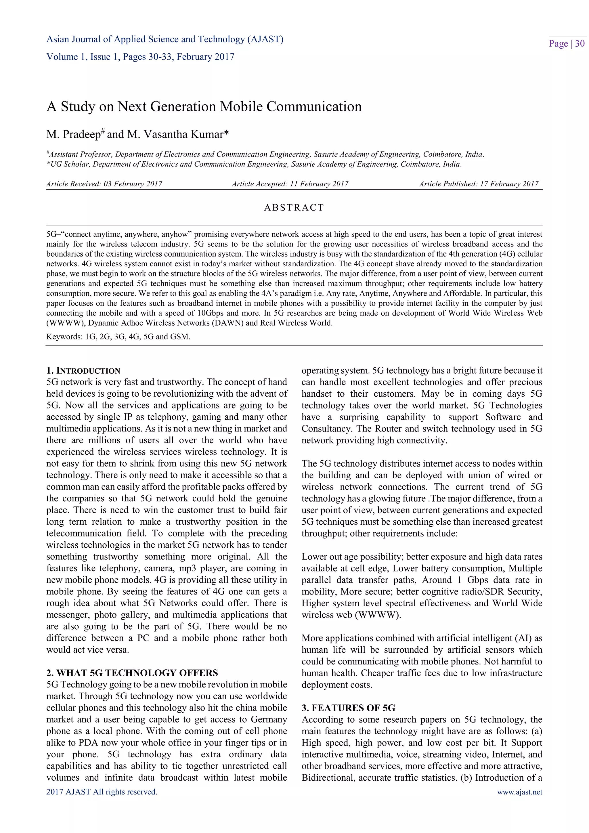 A Study on Next Generation Mobile Communication | PDF