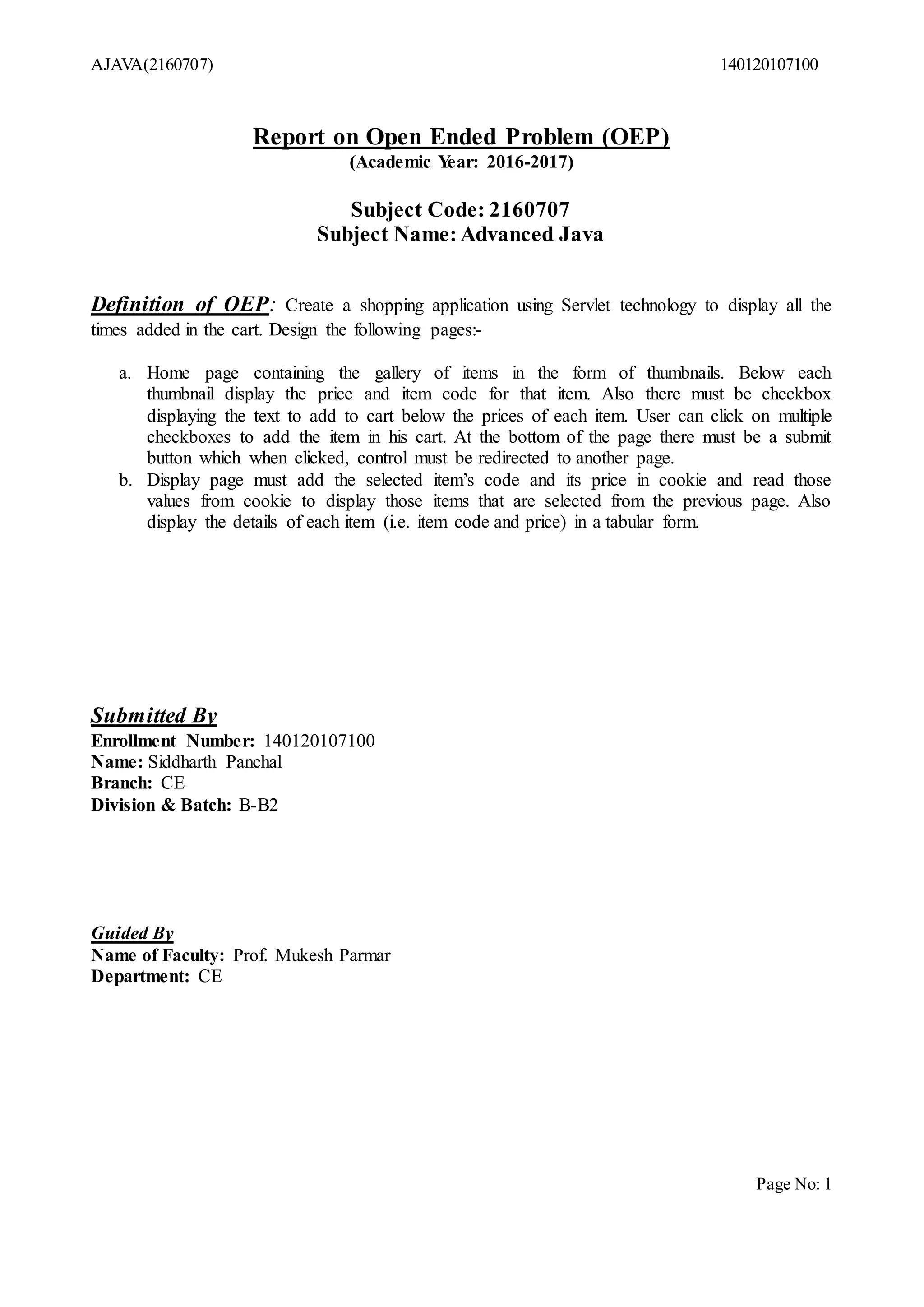 Ajava oep shopping application | DOC