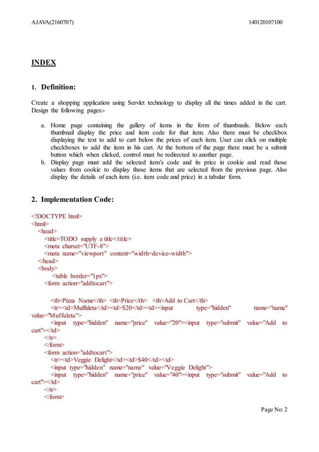 Ajava oep shopping application | DOC