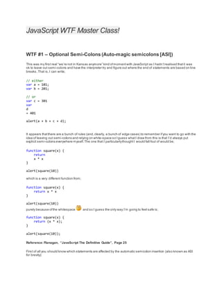 A JavaScript Master Class - From the Wows to the WTFs | PDF