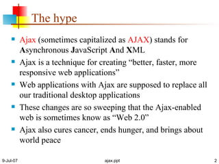 Ajax | PPT | Web Development | Internet