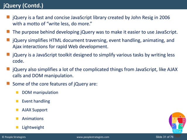 Ajax and Jquery | PPTX | Web Design and HTML | Internet