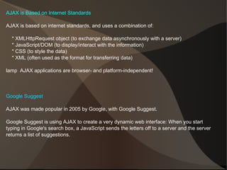 Ajax ppt | PPT | Web Design and HTML | Internet