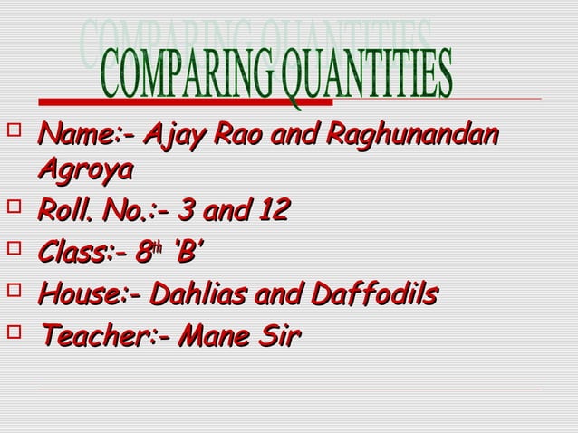 comparing quantities class 8 | PPT