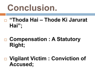 The Rights of Crime Victims In Indian Criminal Justice System | PPTX