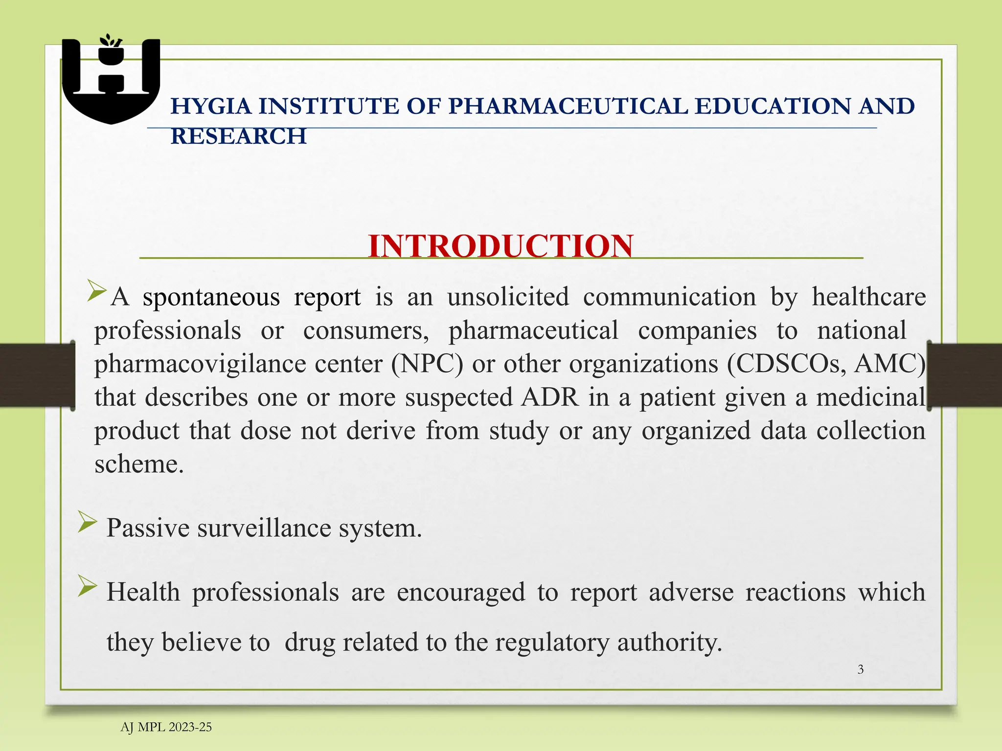 Spontaneous ADR reporting system and reporting to regulatory ...