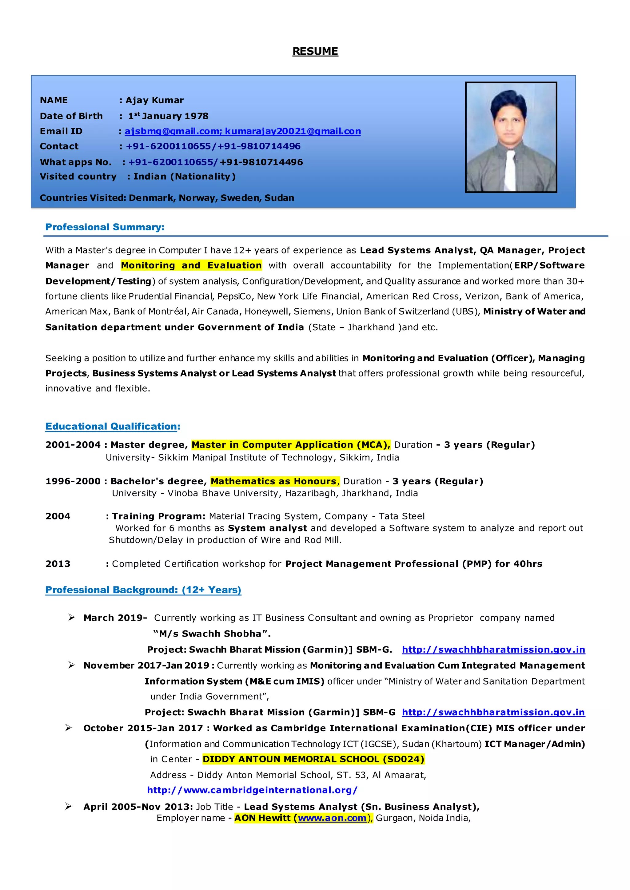 Ajay exp 12 IT manager | DOC