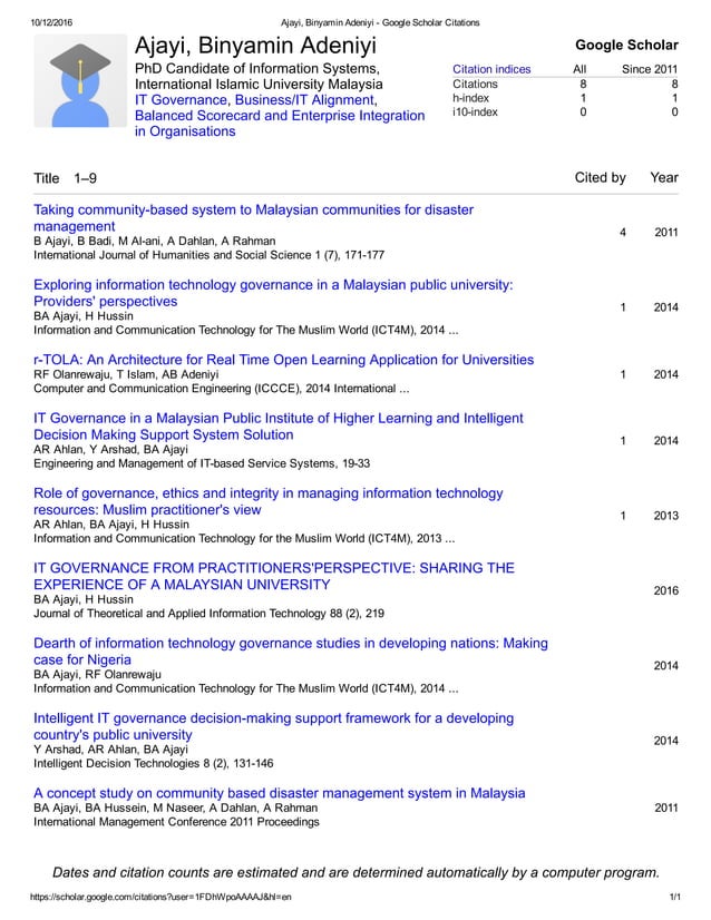Ajayi, binyamin adeniyi google scholar citations | PDF