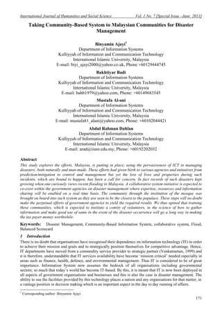 Ajayi et al. 2011 - taking community-based system to malaysian ...